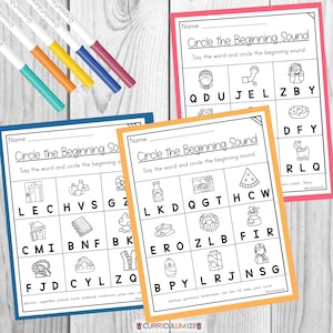 Beginning Sound Worksheet, Initial Sound Review Practice, Kindergarten ...