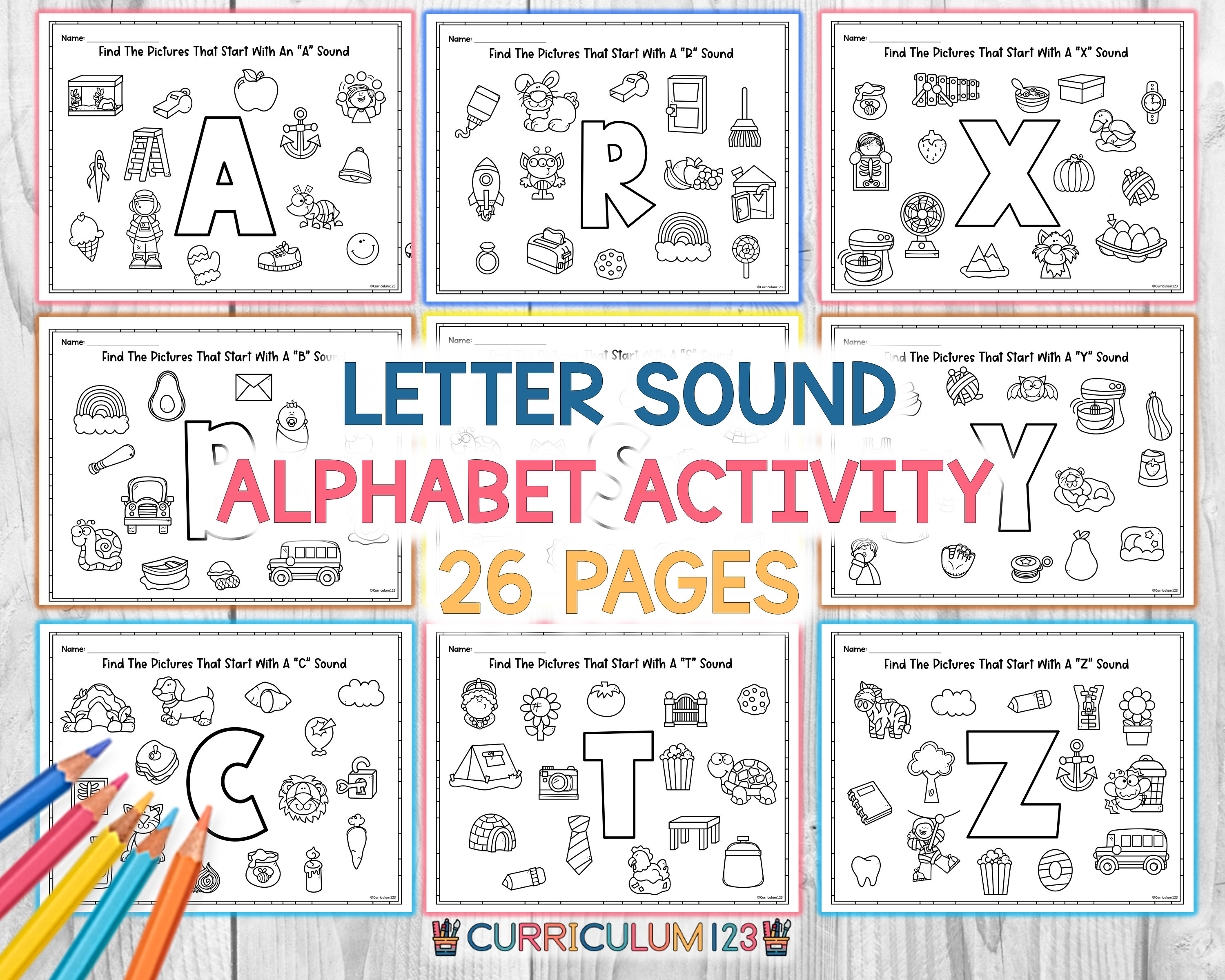 Alphabet Phonics Worksheets: Letter Sound Recognition (PDF) - Etsy