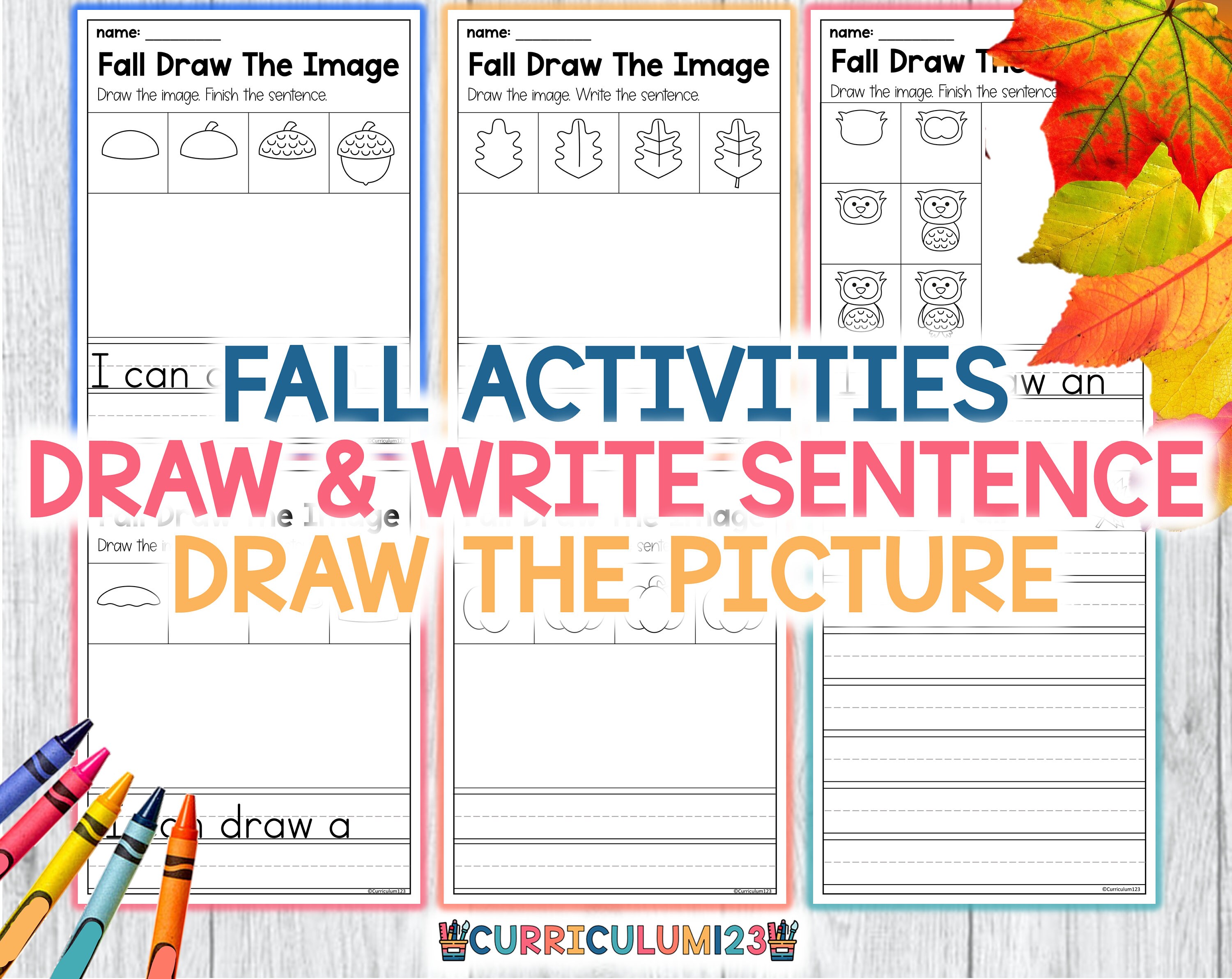 Fall Directed Drawing Printable Draw the Picture Fall Activities for ...