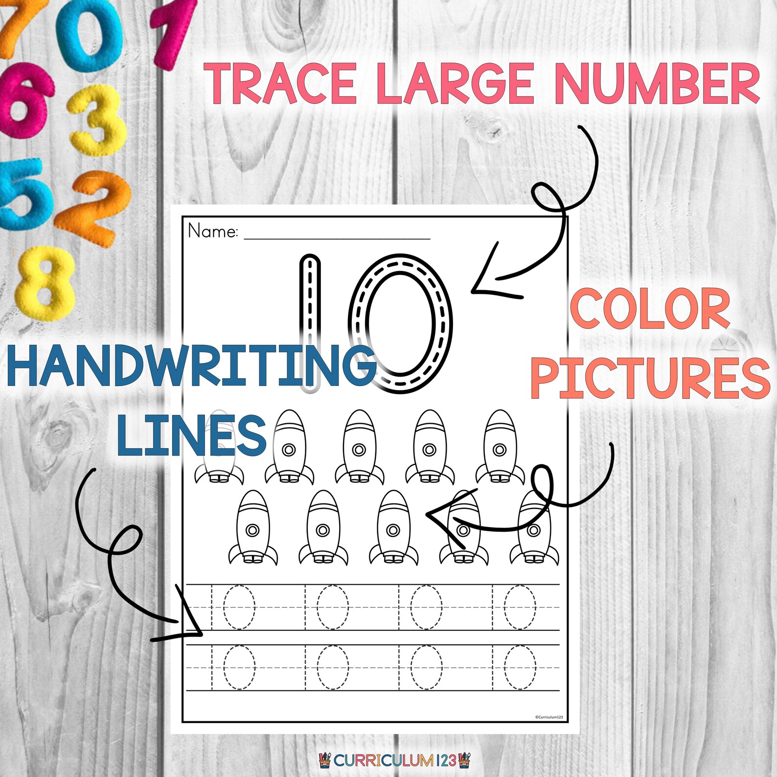 Preschool Printables Number Tracing Worksheets 1-20 - Etsy