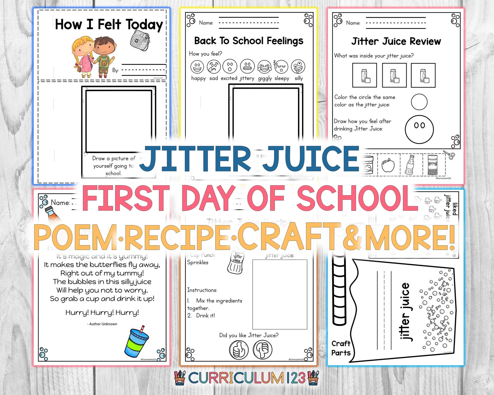 Jitter Juice First Day of School Poem & Recipe (printable) - Etsy