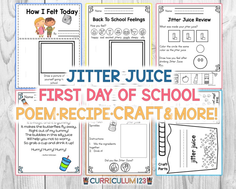 Jitter Juice First Day of School Poem & Recipe (printable) - Etsy