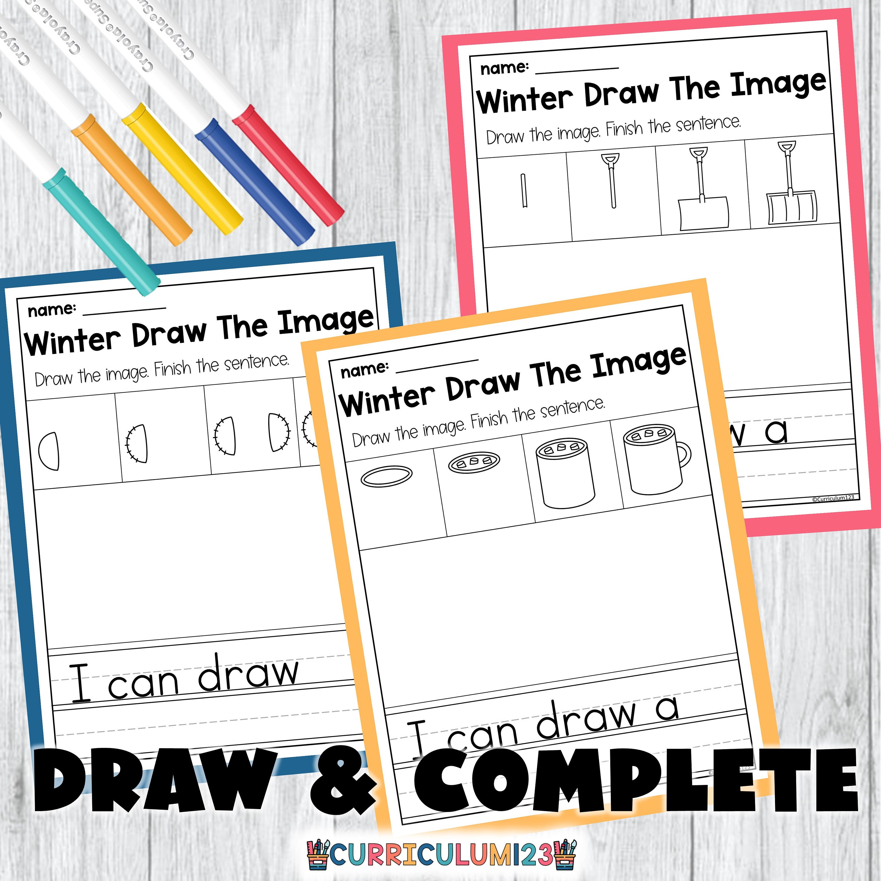 Winter Directed Drawing Printable Draw the Picture Winter Activities ...