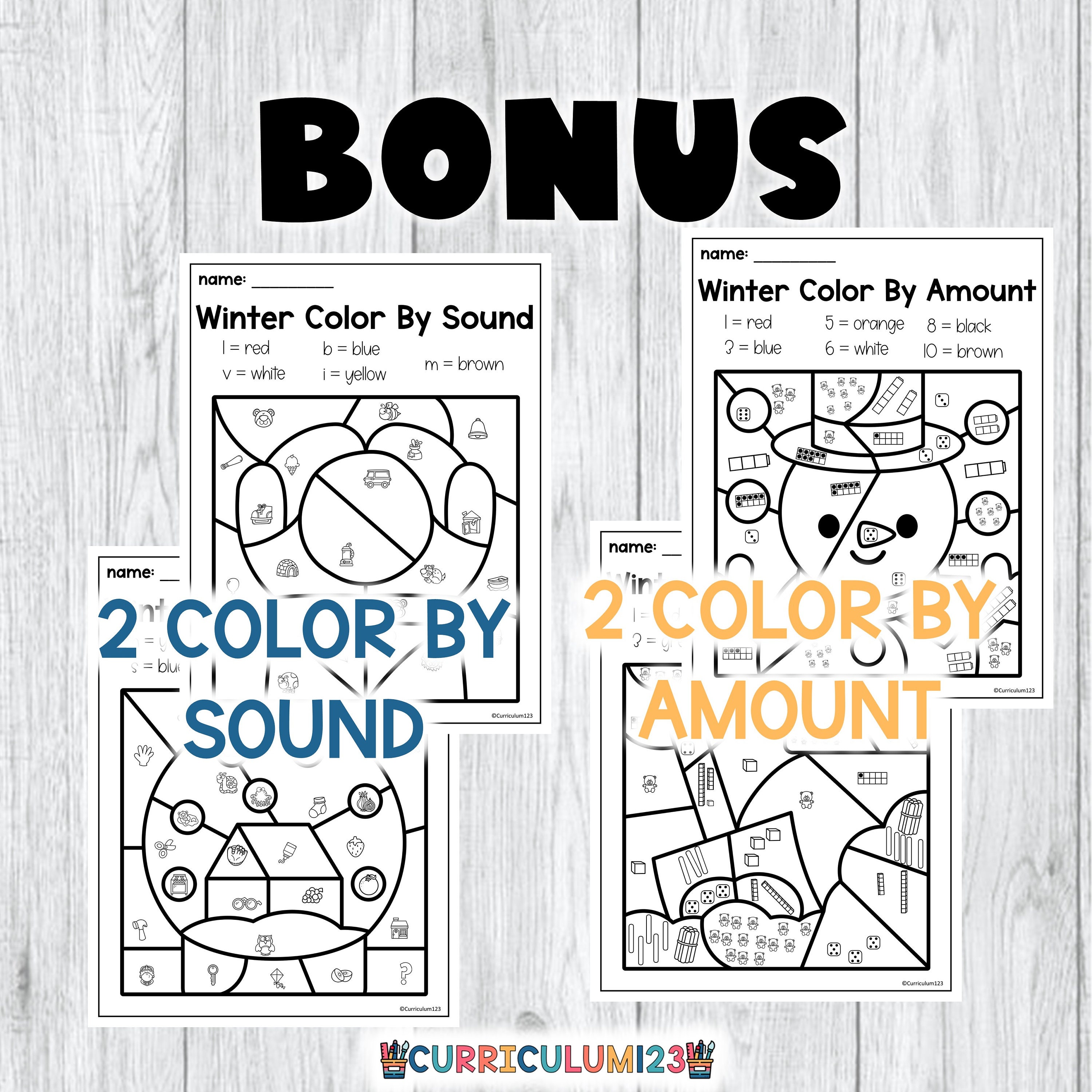 Winter Color by Number Printable Color by Letter Winter Activities for ...