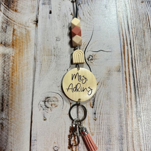 Boho Rainbow Daisy Beaded Teacher Lanyard ID Badge Holder - Etsy