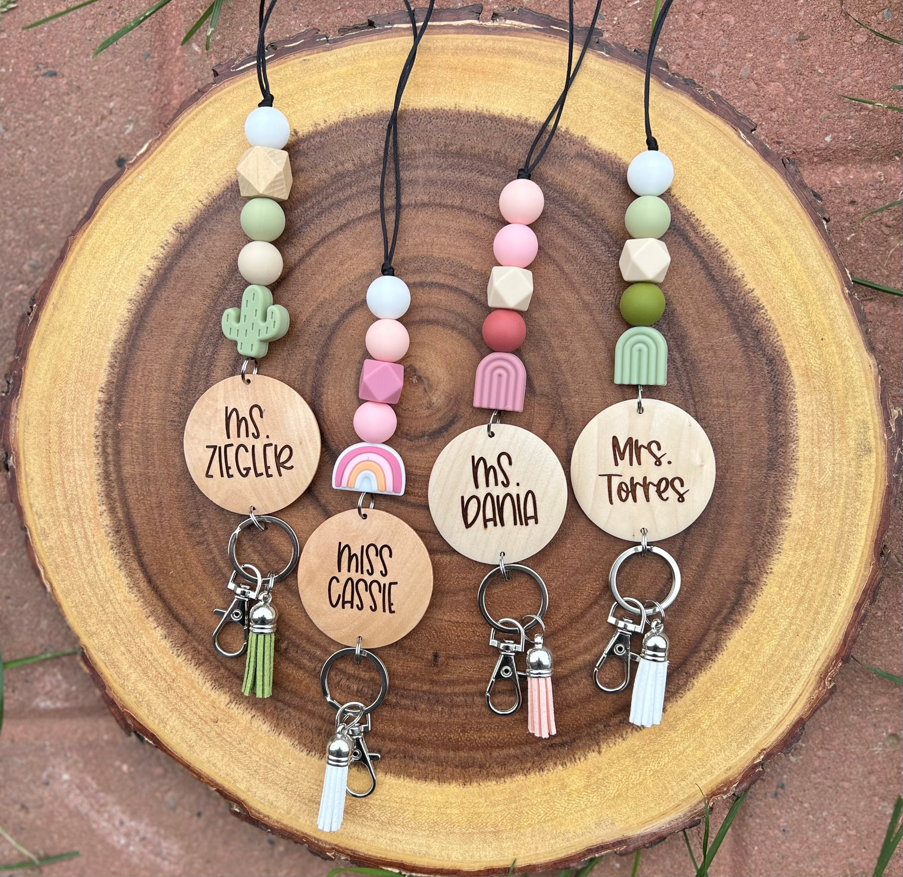 Boho Rainbow Daisy Beaded Teacher Lanyard ID Badge Holder - Etsy