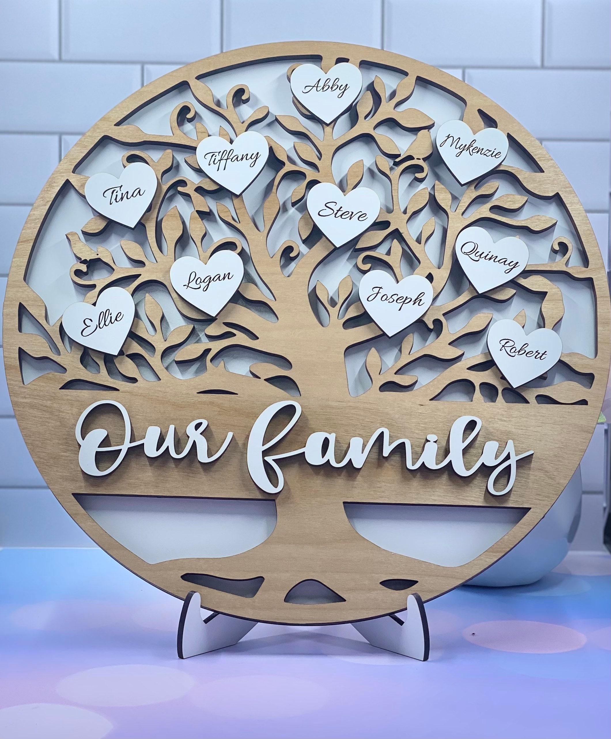 Engraved Wood Family Tree Sign Gifts for Family Personalized - Etsy