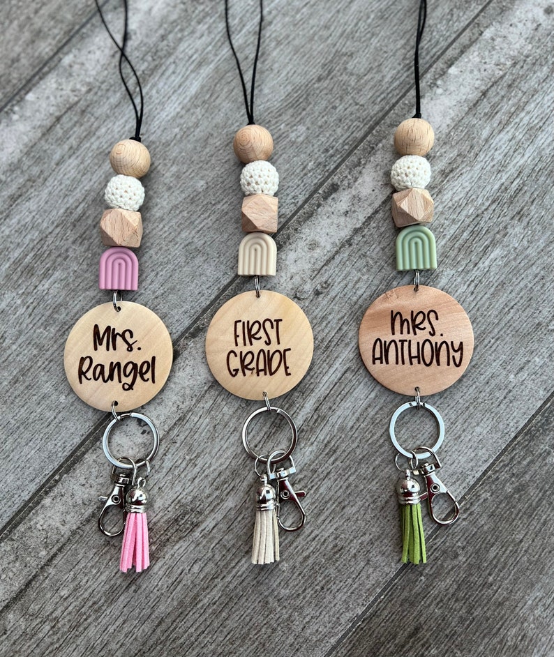 Boho Rainbow Crochet Beaded Teacher Lanyard ID Badge Holder - Etsy