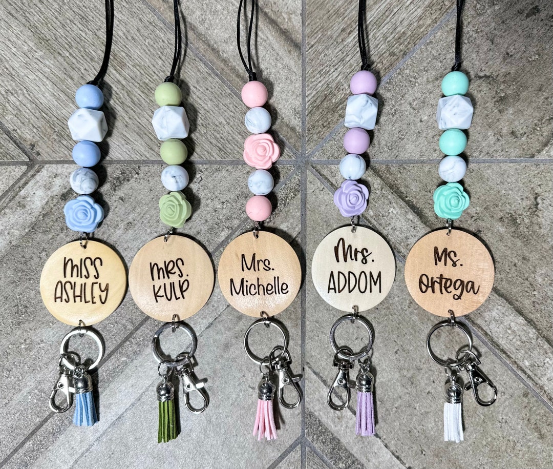 Breakaway Floral Beaded Teacher Lanyard, ID Badge Holder, Lanyard for ...