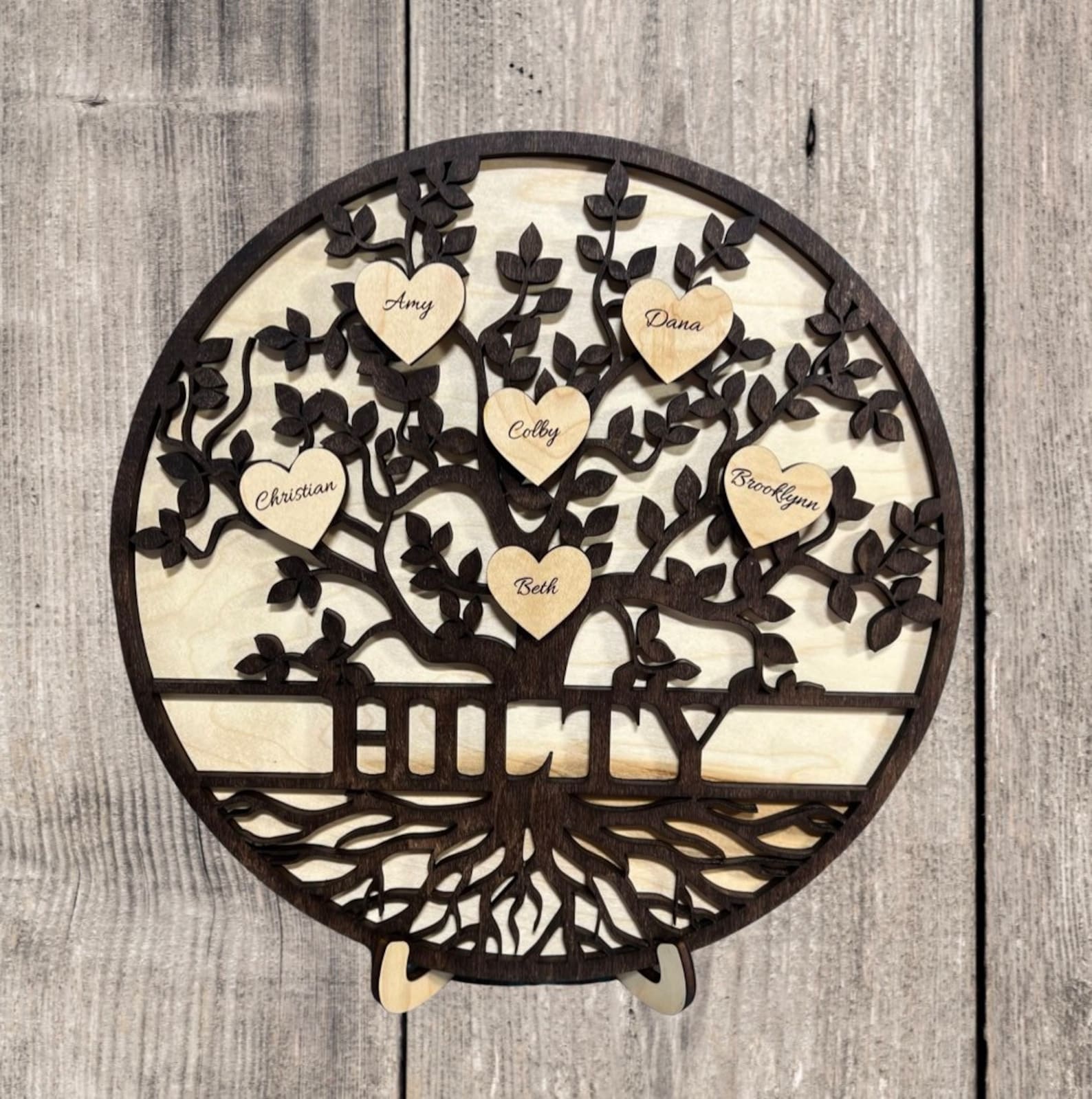 Engraved Wood Family Tree Sign, Gifts for Family, Personalized Wooden ...