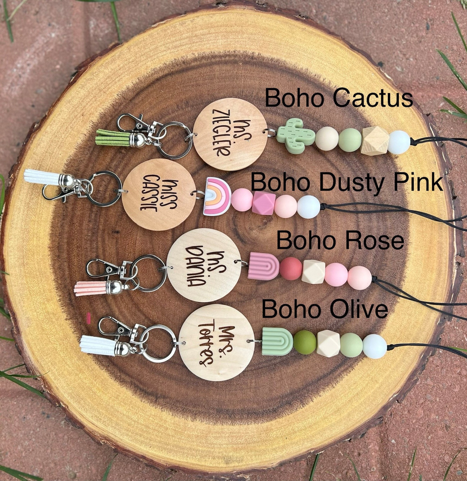 Boho Rainbow Daisy Beaded Teacher Lanyard ID Badge Holder - Etsy