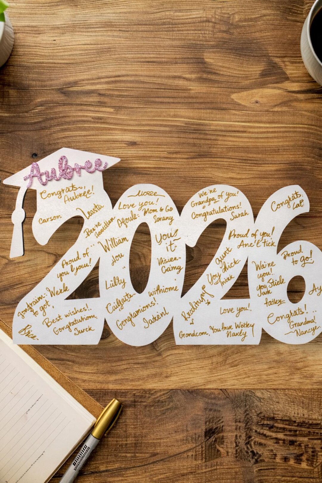 Personalized Wood Graduation Guestbook Sign, Class of 2026, Gifts for ...