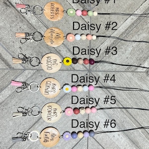 Boho Rainbow Daisy Beaded Teacher Lanyard, ID Badge Holder, Lanyard for ...