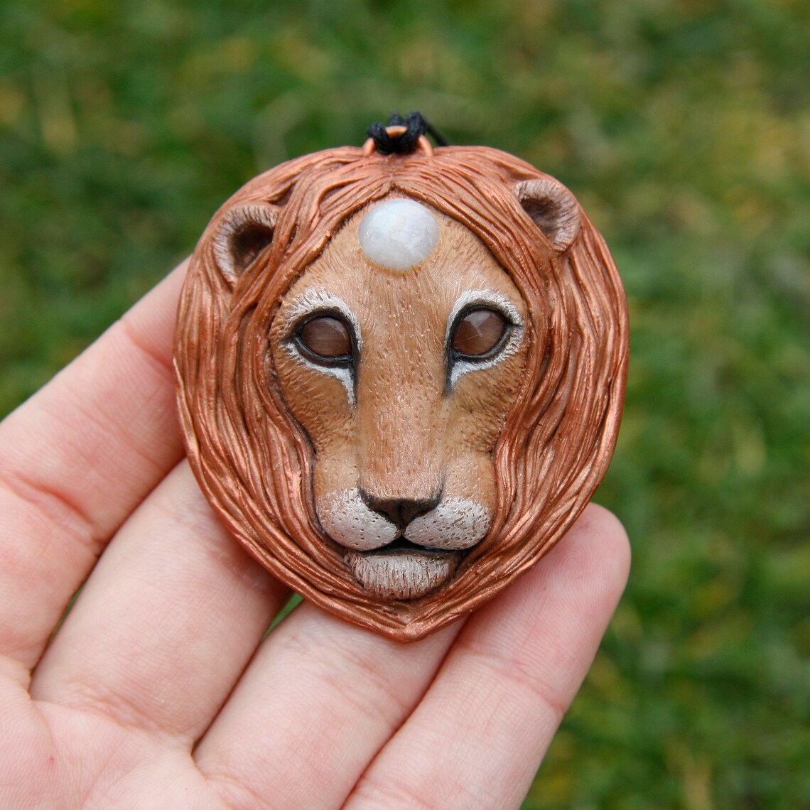 Lion Polymer Clay Pendant Lion Clay Spirit Animal Lion - Etsy