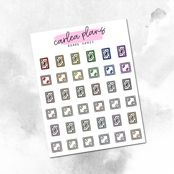 Paper & Party Supplies Stickers Dice Icons Planner Stickers Game Night ...