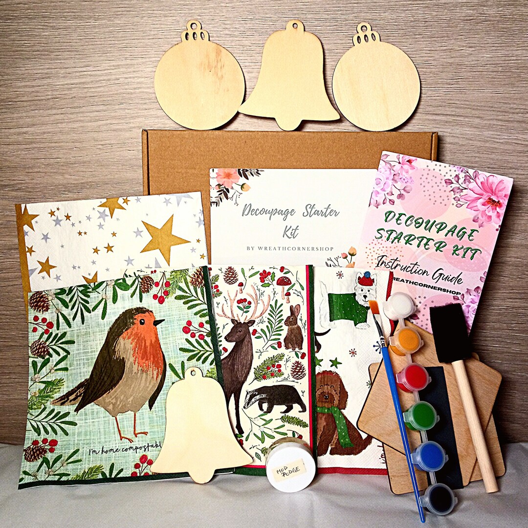Christmas Present Decoupage Starter Kit for Beginners Christmas Winter ...