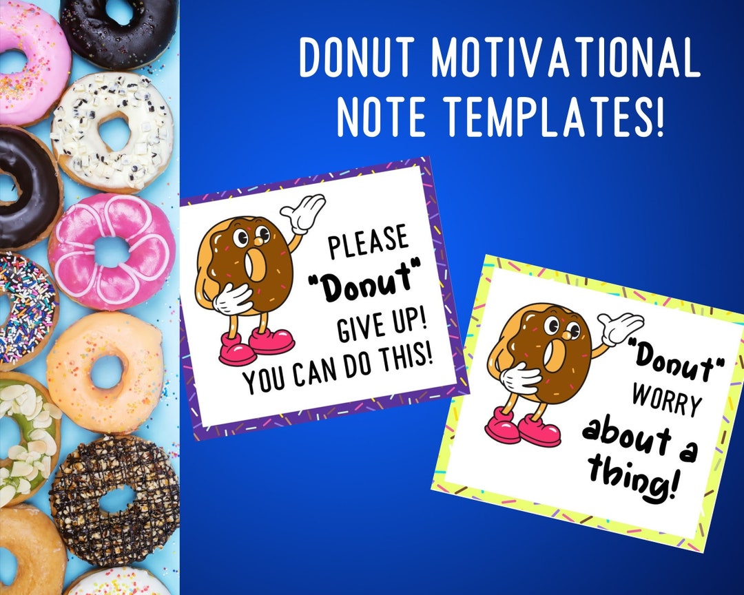 Donut Motivational Note Template Printable Editable Digital Download - Etsy