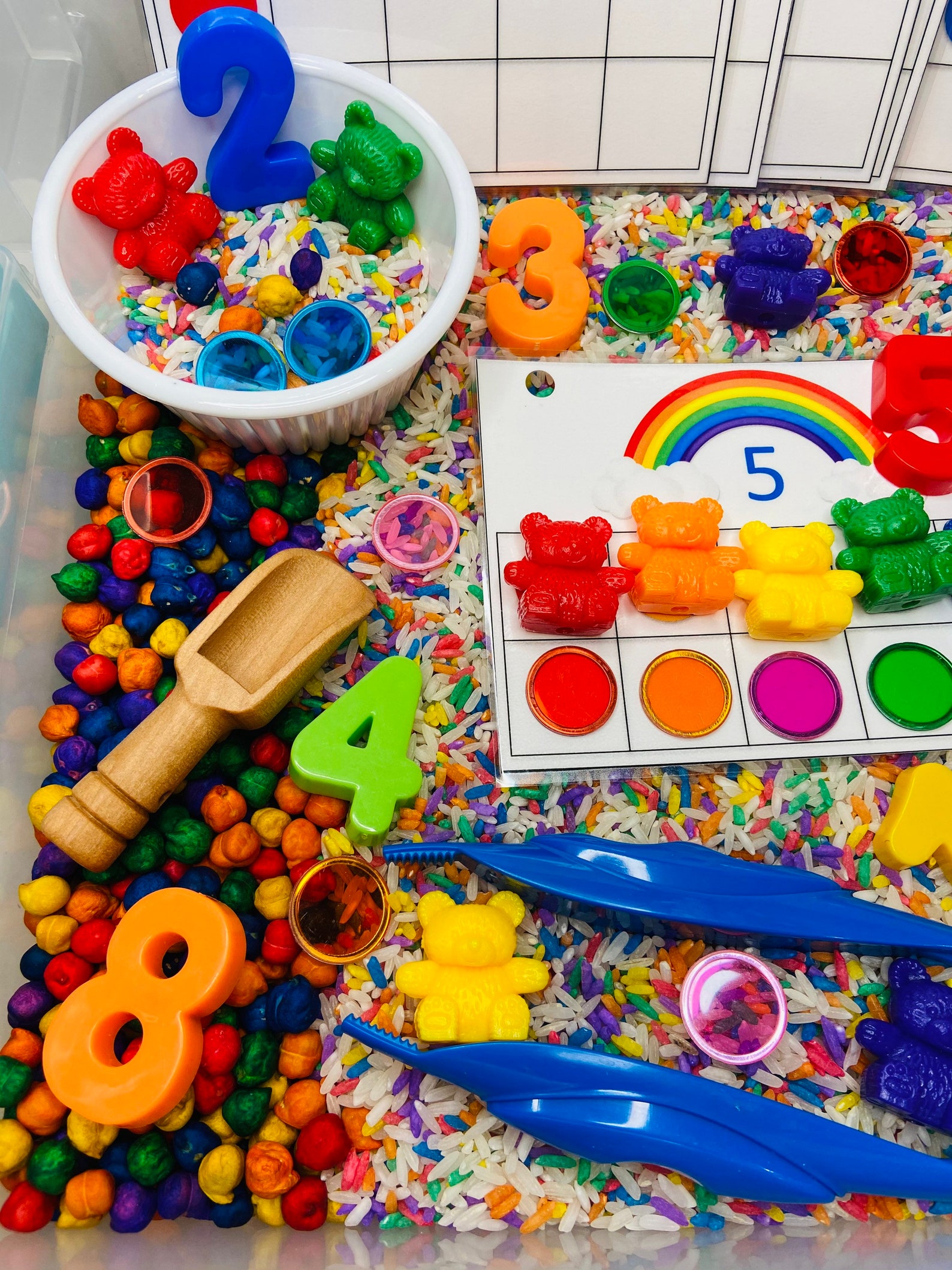 Number Sensory Bin with Rainbow Ten Frame Math Activity | Etsy