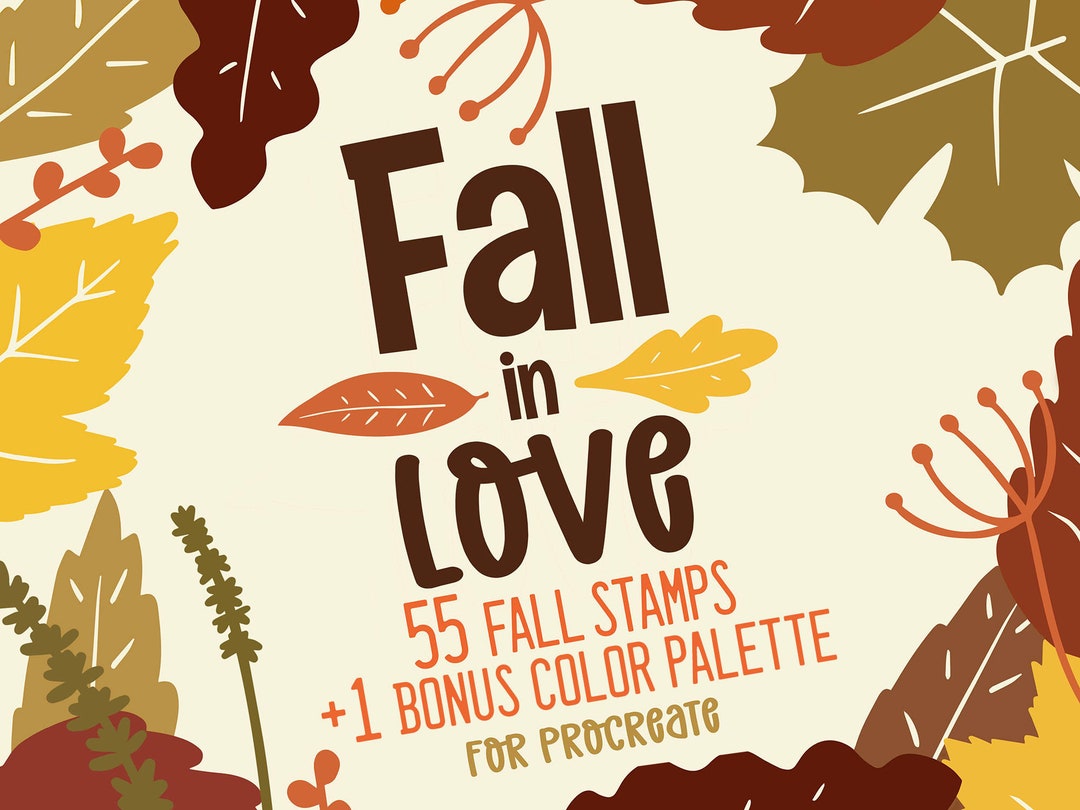 Fall Procreate Stamp Brushes, 55 Fall Stamps, Autumn Leaves Digital ...
