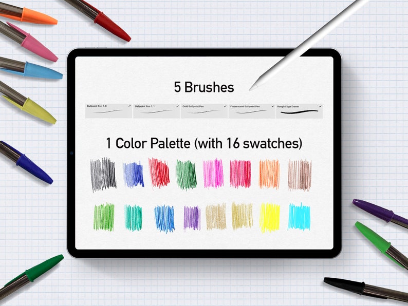 Procreate Brushes: Realistic Ballpoint Pen Sketching Brushes - Etsy