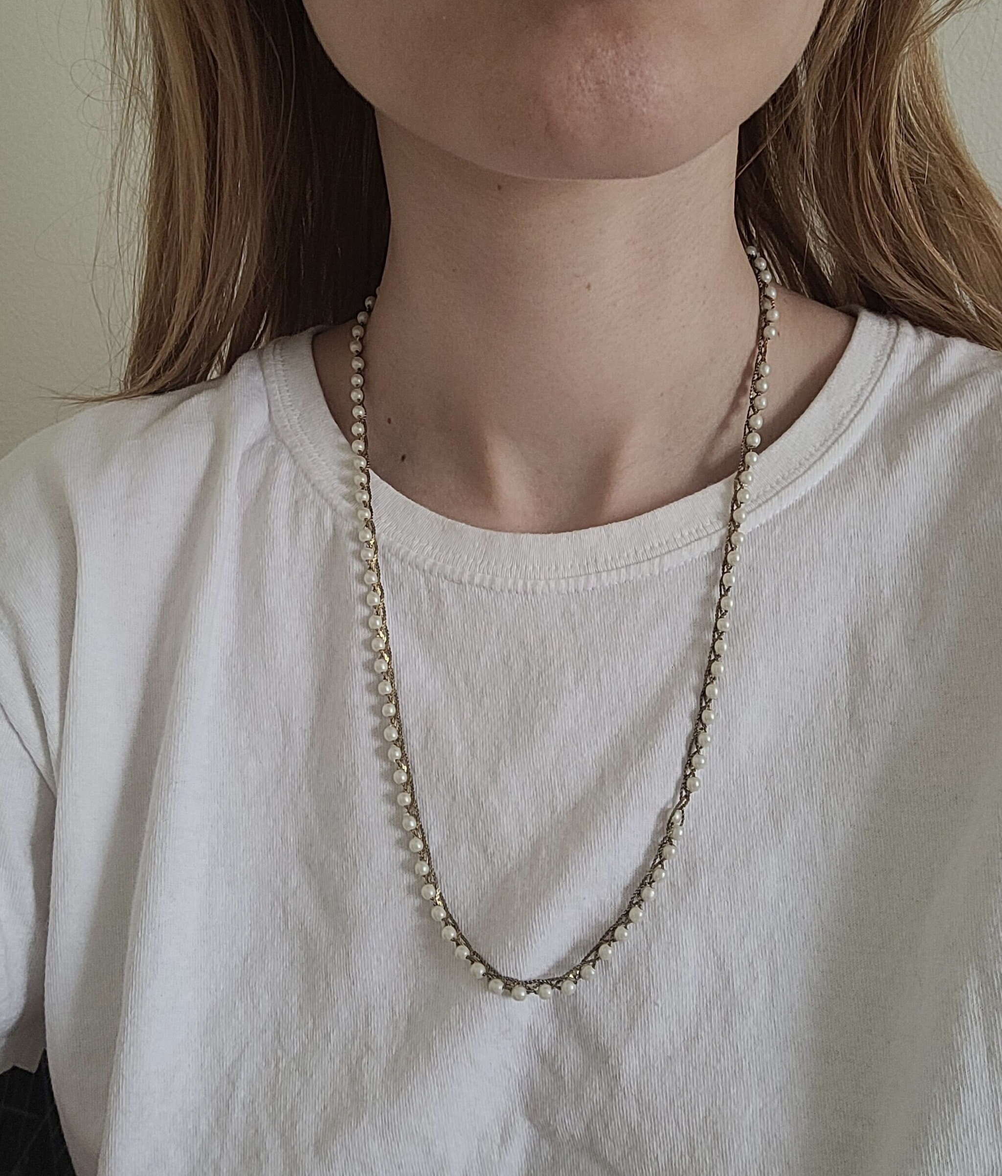 Vintage KORET Seed Pearl Braided Rope Gold Chain Necklace - Etsy