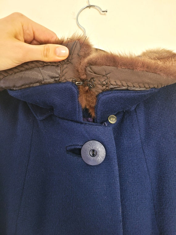 60s rare vintage Abbmoor Blue Wool Button Up Winter C… - Gem
