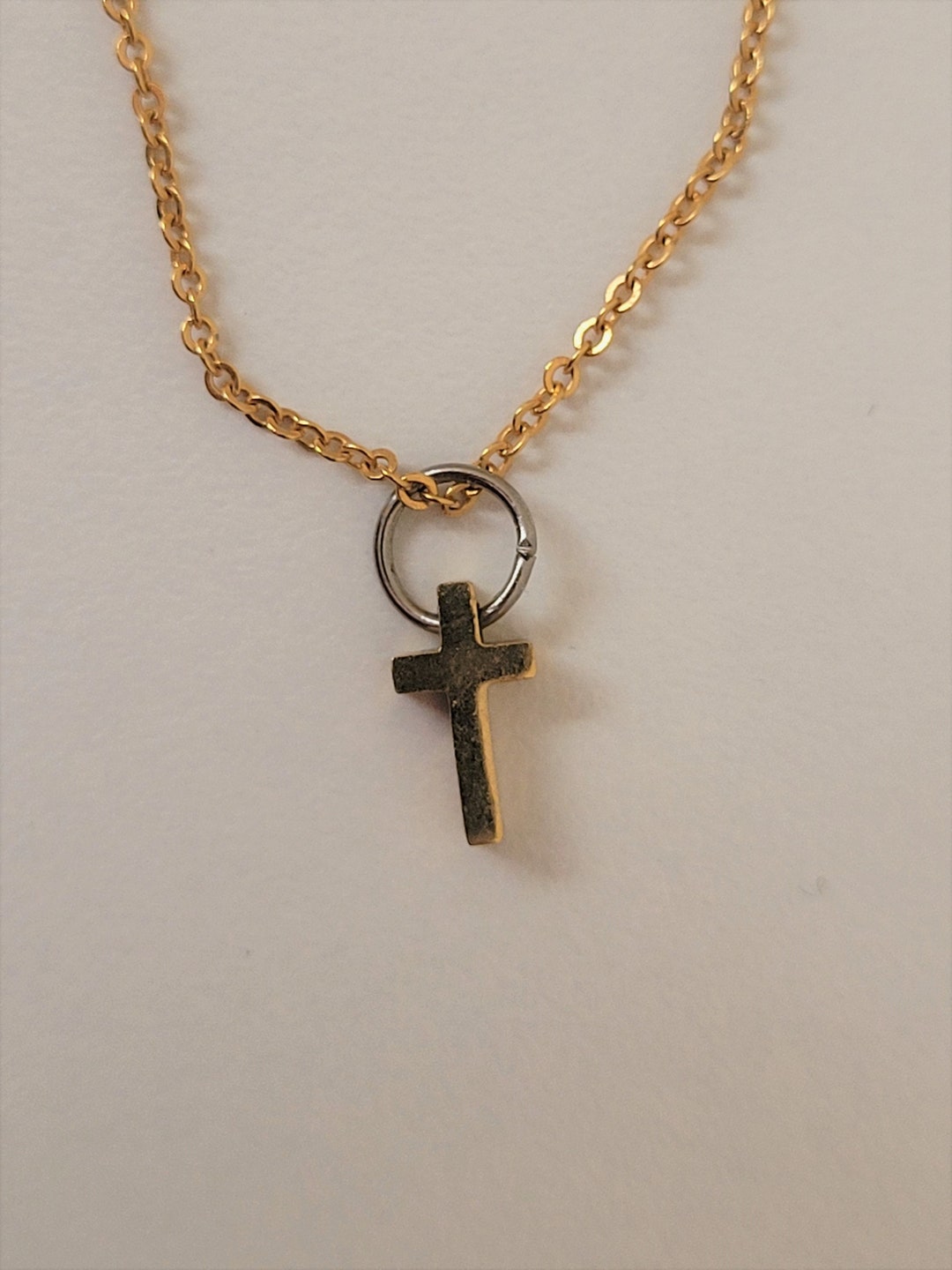 Tiny Gold Minimalist Vintage Cross Pendant Necklace - Etsy