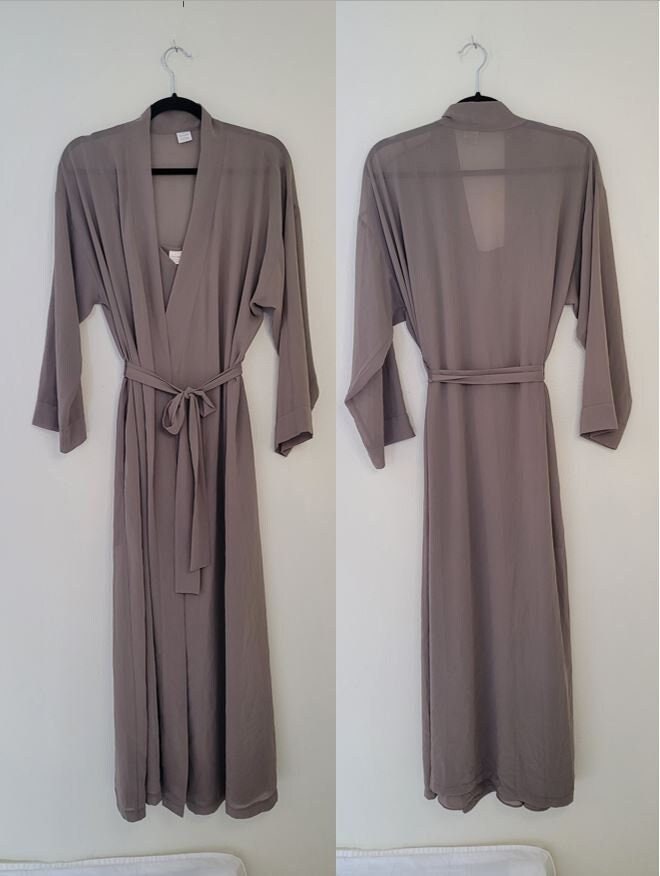 90s/y2k Minimalist CALVIN KLEIN Taupe/dove Gray Maxi Robe & Slip Dress ...