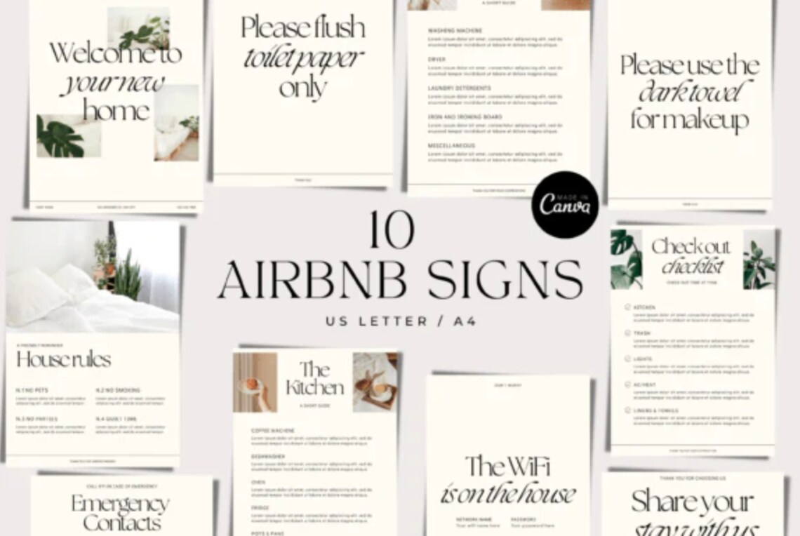 10 Airbnb House Signs Template Done for You Editable on Canva With ...