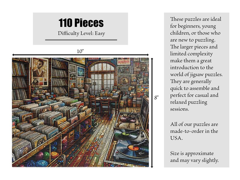 Record Store Jigsaw Puzzle, Vintage Music Store Jigsaw Puzzle, Mosaic ...