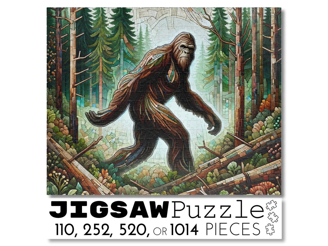 Bigfoot Jigsaw Puzzle, Mosaic Style Bigfoot Deep in the Forest ...