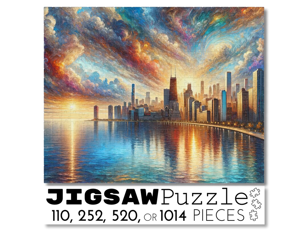 Oil Painting of Downtown Chicago From Lake Michigan Jigsaw Puzzle ...
