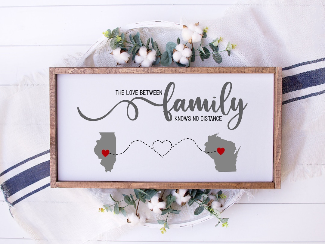 The Love Between Family, Wood Sign, Long Distance, Personalized ...