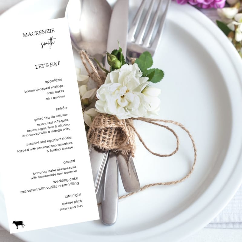 Personalized Menu Cards - Etsy