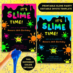 Editable Slime Birthday Party Invitation Template Printable Slime Party ...