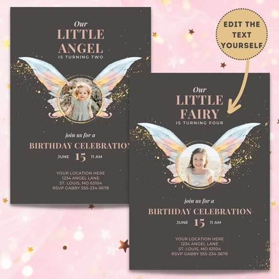 Angel Birthday Invitations For Toddlers Stitch And Angel Girl Birthday