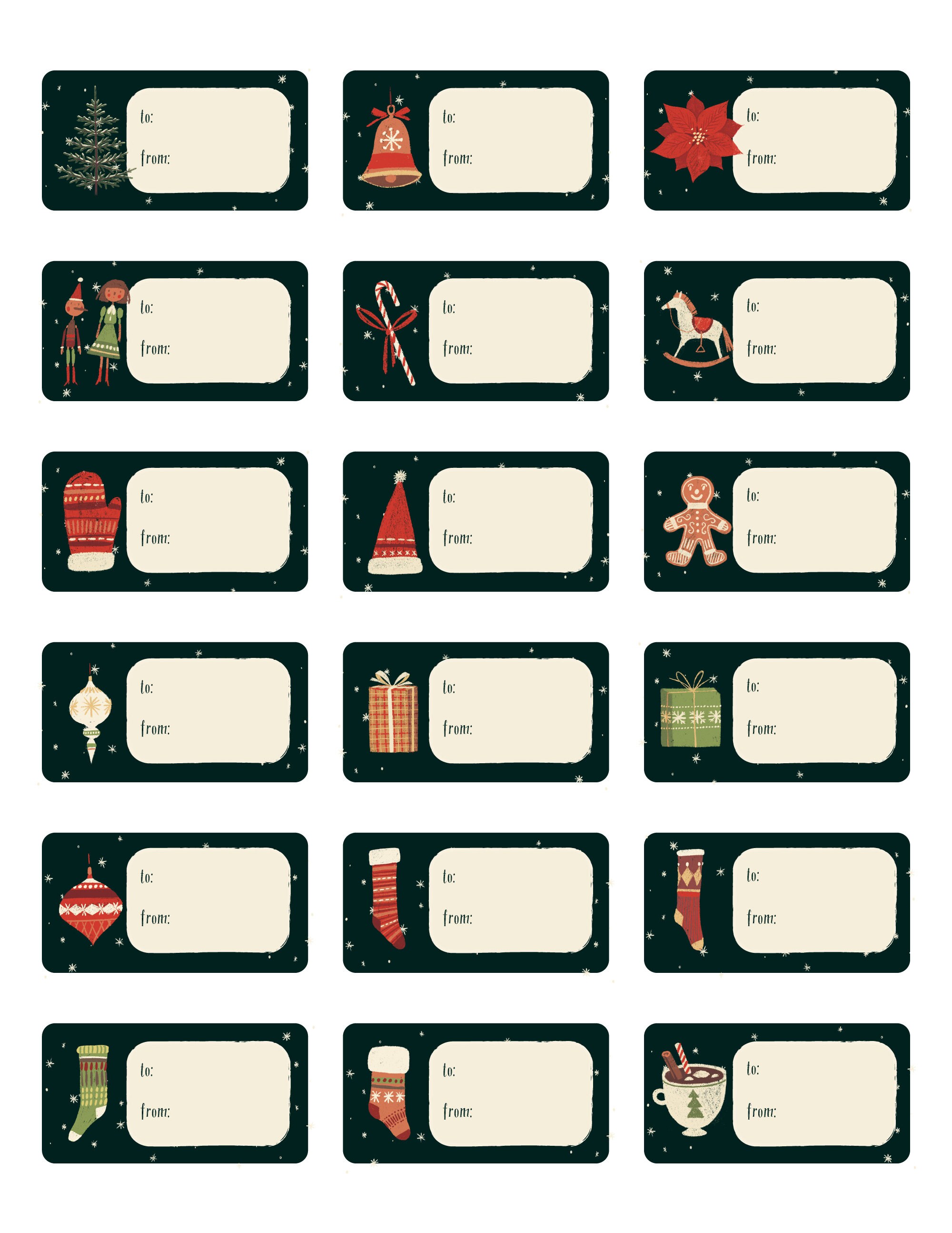 Vintage Christmas Printable Gift Tags for Avery Labels 94227, Instant ...