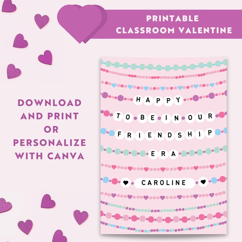 Friendship Era Printable Classroom Valentine for Kids Valentine's Day ...