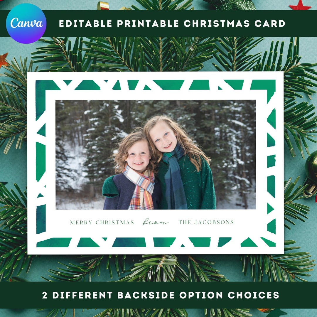 Editable Family Photo Christmas Card Template Printable Holiday Card ...