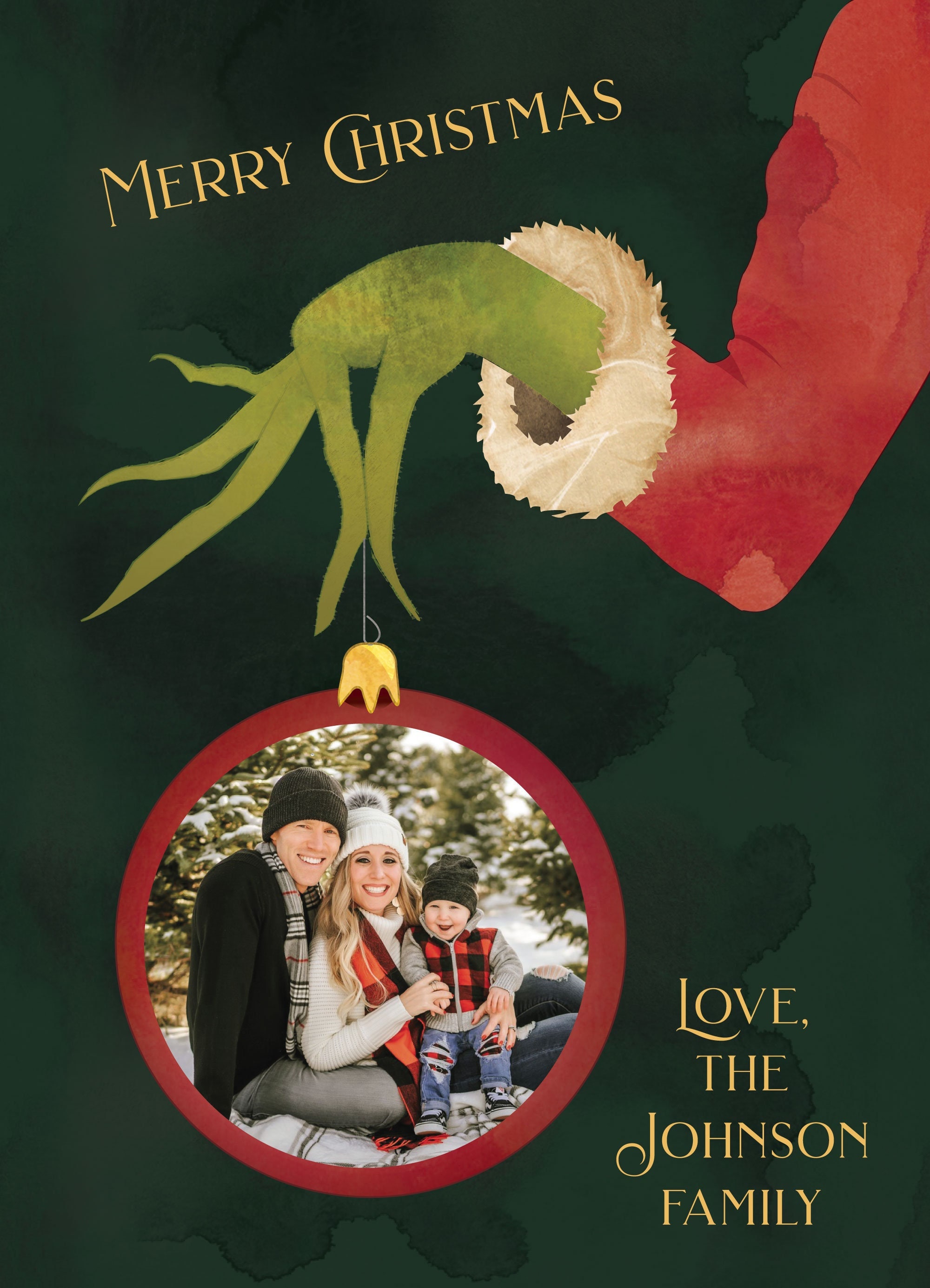 The Grinch Christmas Photo Card Canva Template Grinch Personalized ...