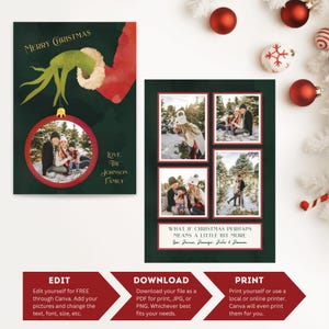 The Grinch Christmas Photo Card Template Editable Grinch Personalized ...