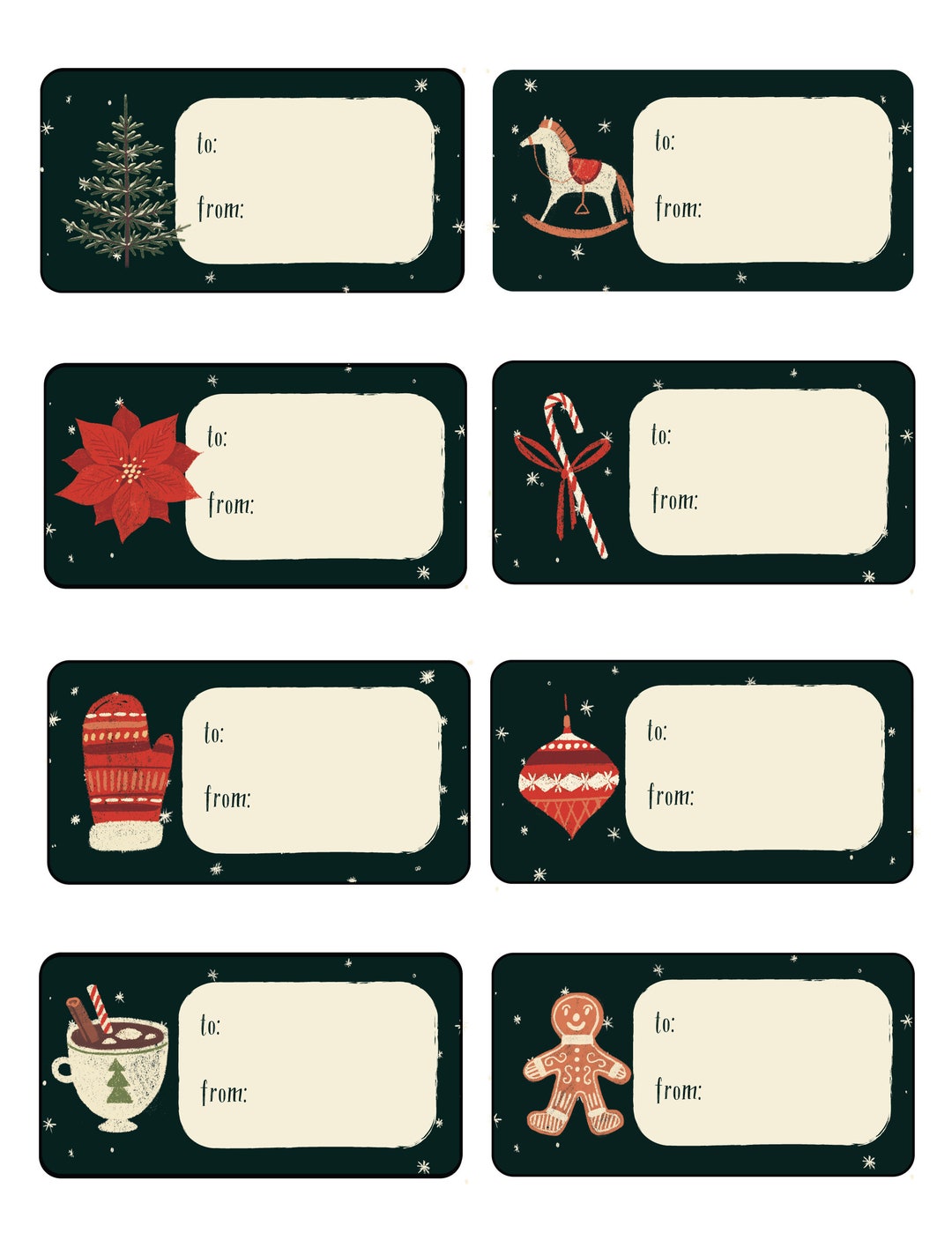 Vintage Christmas Printable Gift Tags for Avery Labels 94227, Instant ...