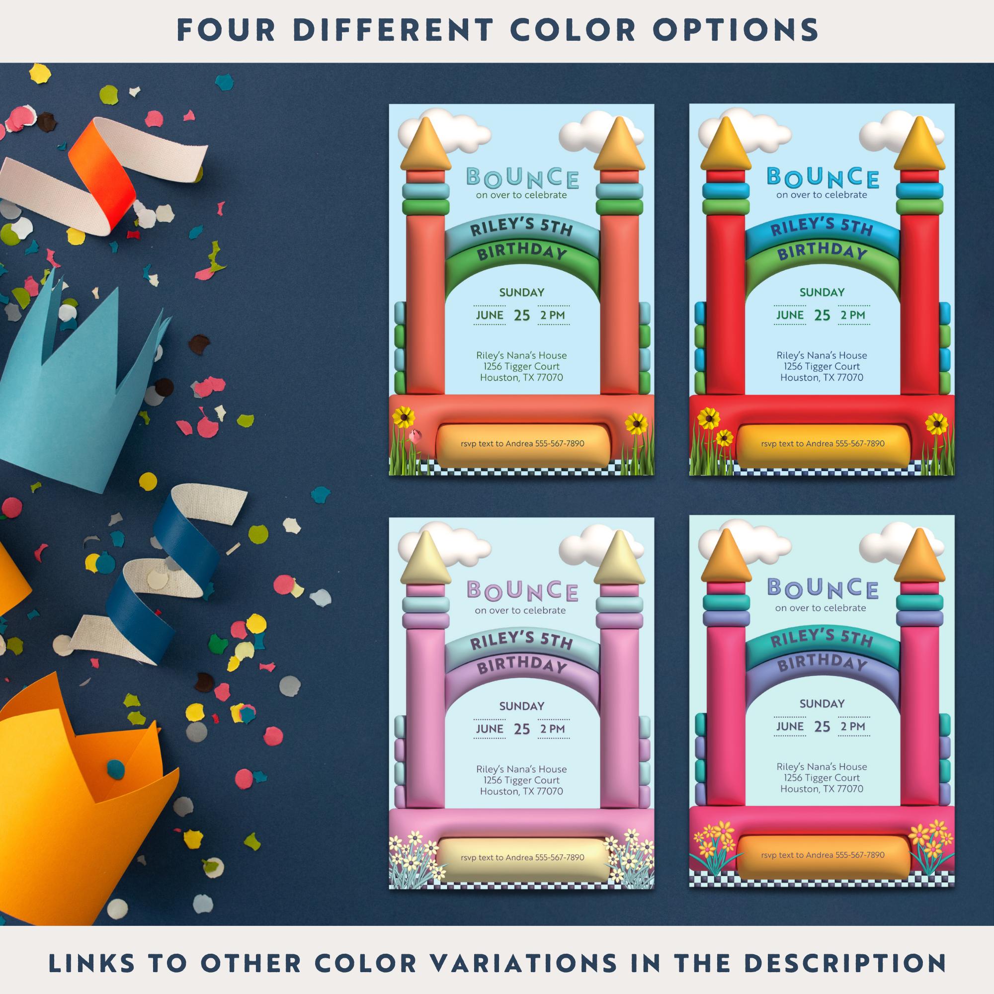 Editable Bounce House Birthday Party Invite Jump and Bounce Soft Play ...