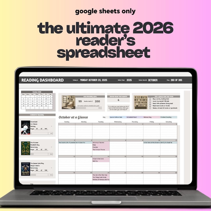 2026 Book Tracker Spreadsheet - Etsy