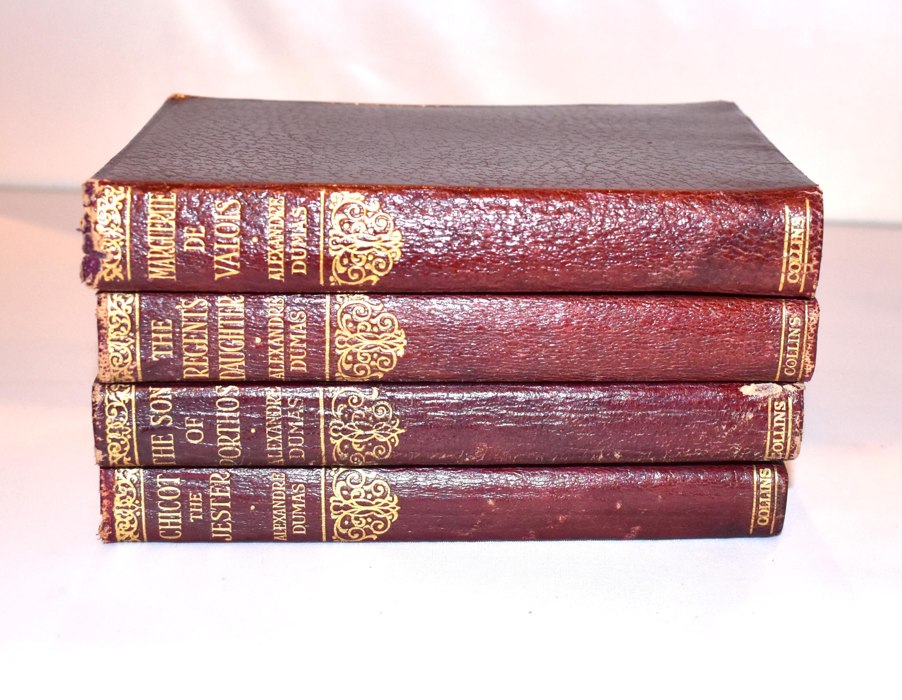 Four Book Stack. Dumas. (1920s) Illustrated Small Leather Antiquarian ...