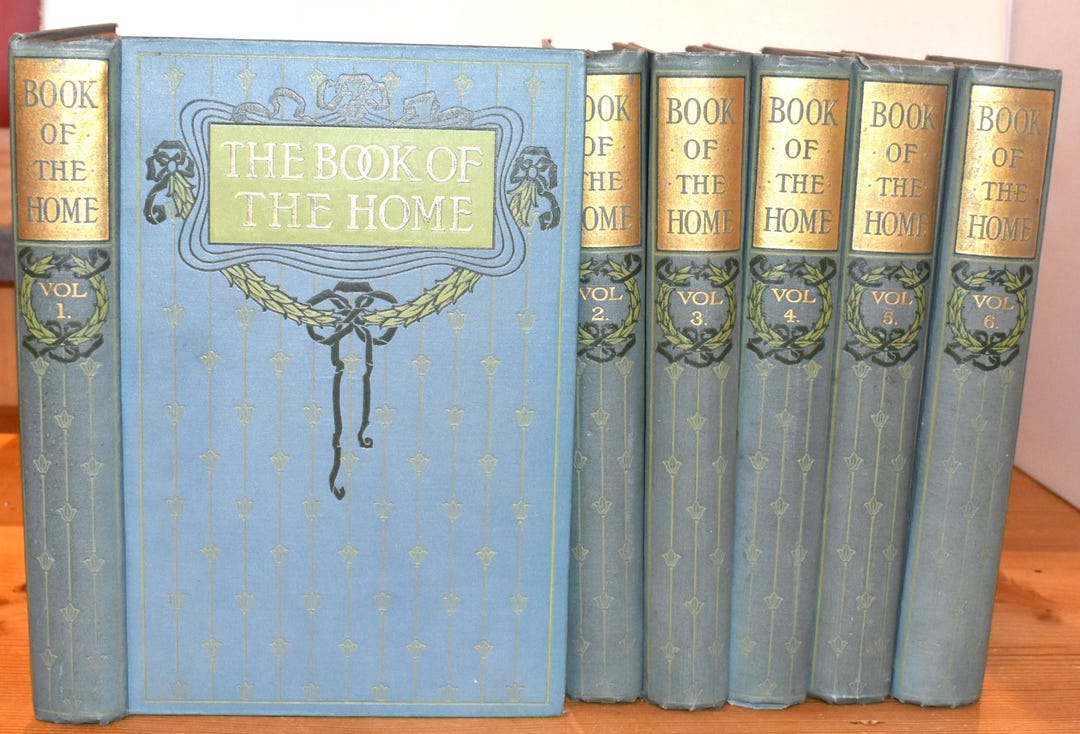 Antique Blue Toned 6 Vol Book Stack. the Book of the Home. (1902 ...