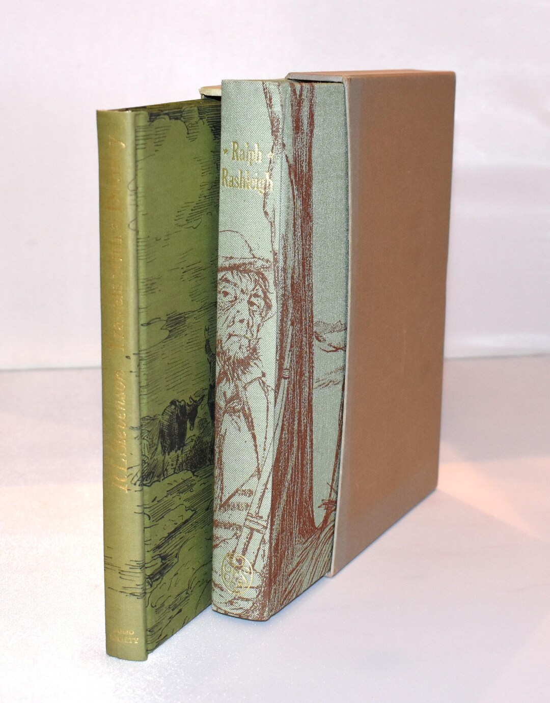 Folio Society Two Book Stack. Green & Brown (1970s) Illustrated Vintage ...