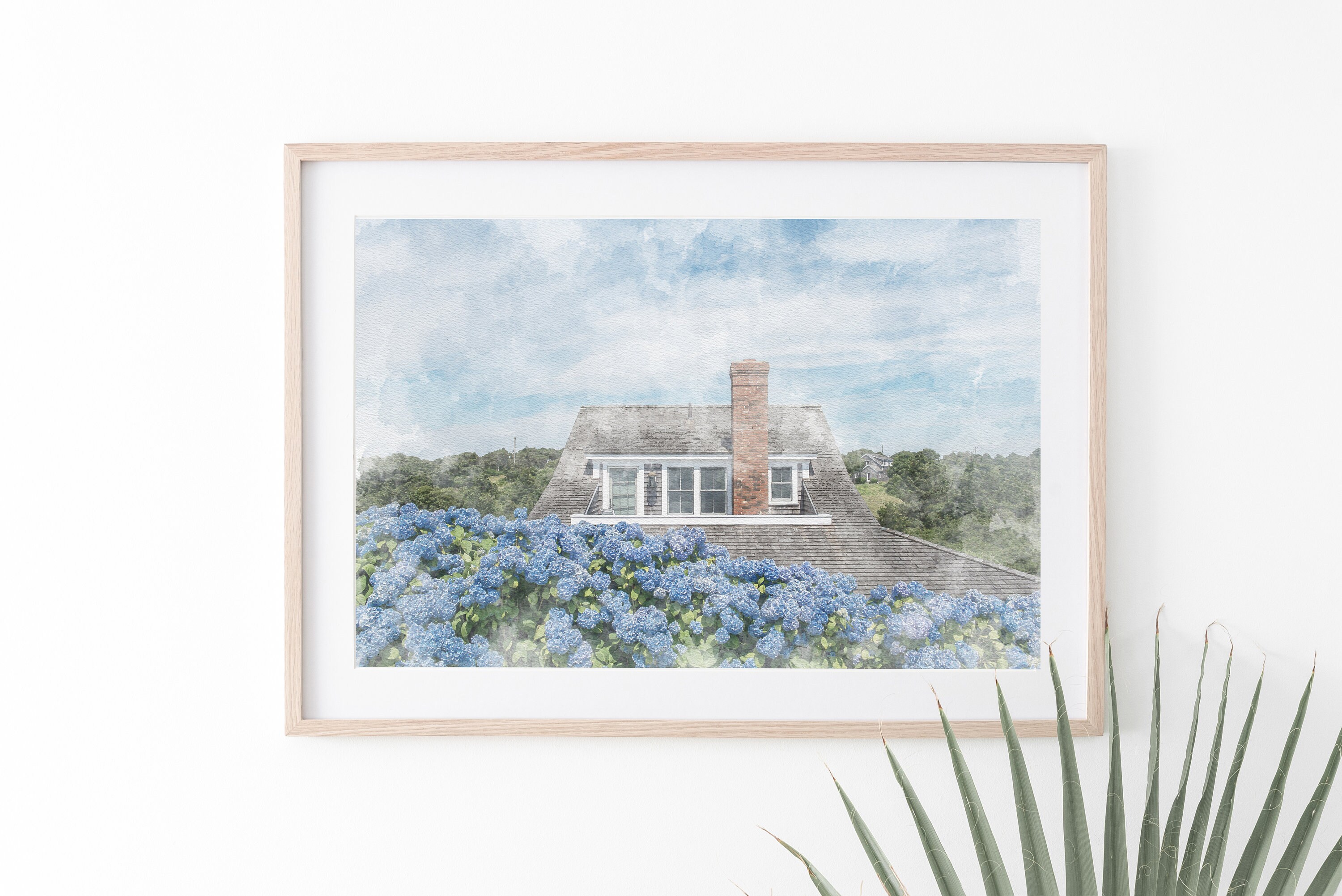 Blue Hydrangea | Nantucket Watercolor - Etsy