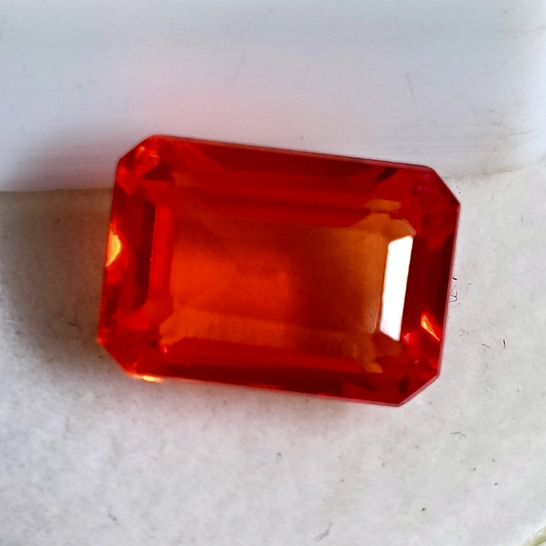 Natural Mexican Fire Opal Red Orange 6-8 Ct Emerald Cut Gemstone ...