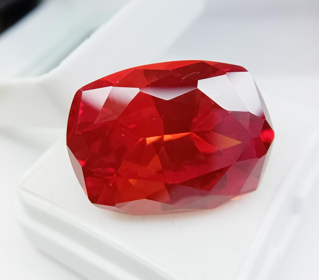 Flawless Mexican Fire Opal Red Orange Cushion 35.90 Ct Natural Gemstone ...